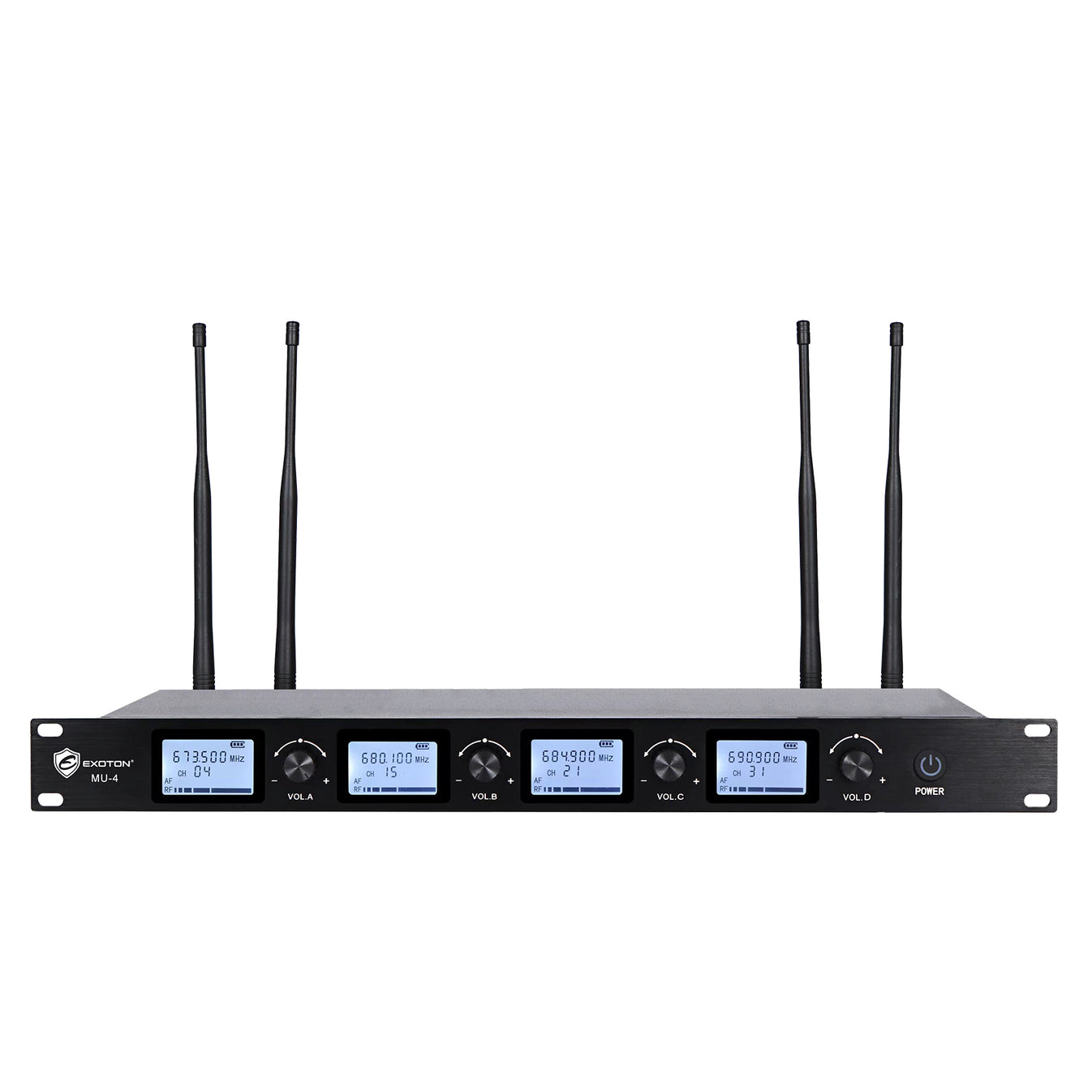 EXOTON MU-4 Wireless Microphone System 4 Channel UHF Cordless Handheld ...