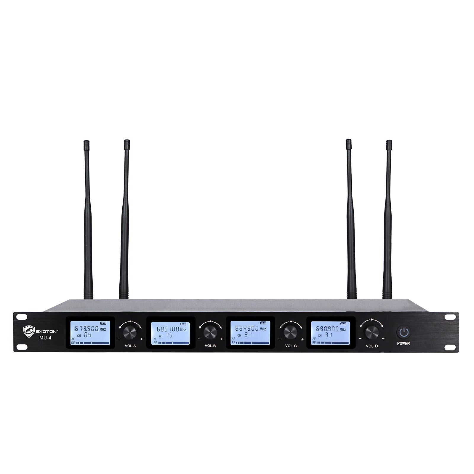 EXOTON MU-4 Wireless Microphone System 4 Channel UHF Cordless Handheld ...