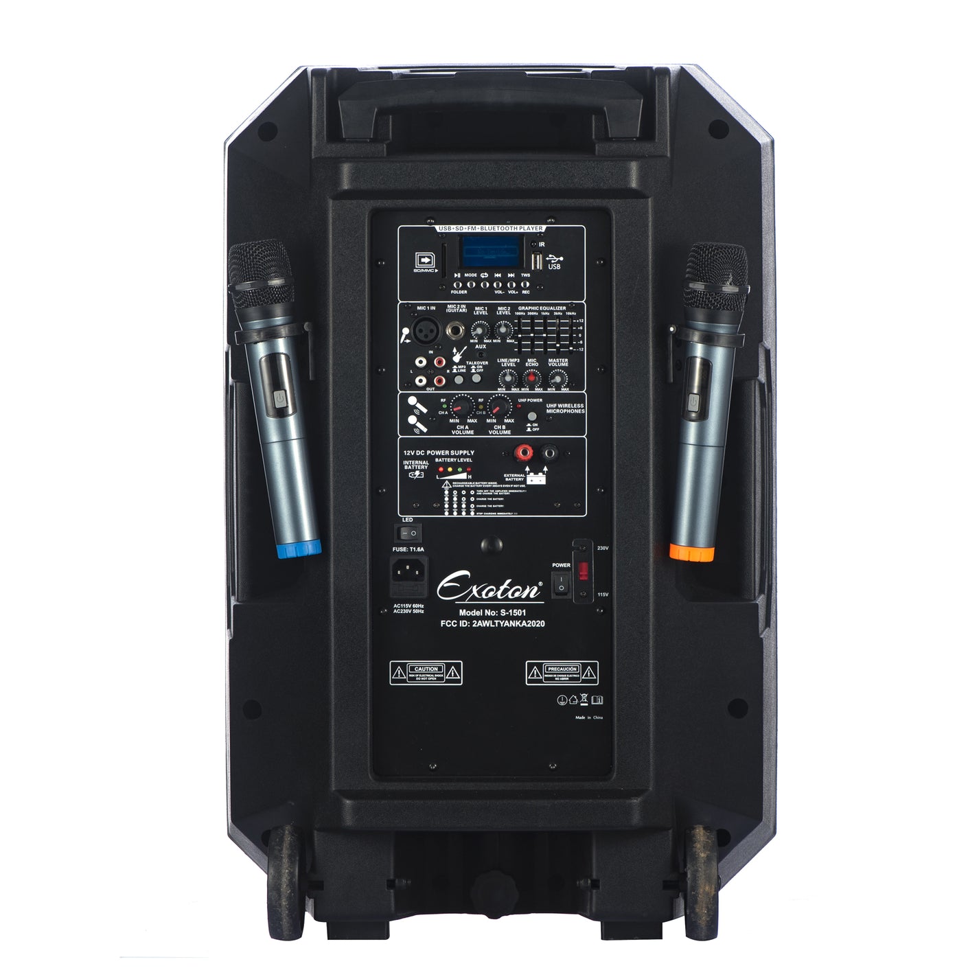 EXOTON S-1501 Bluetooth Portable PA System 1600W Rechargeable Speaker With Mic