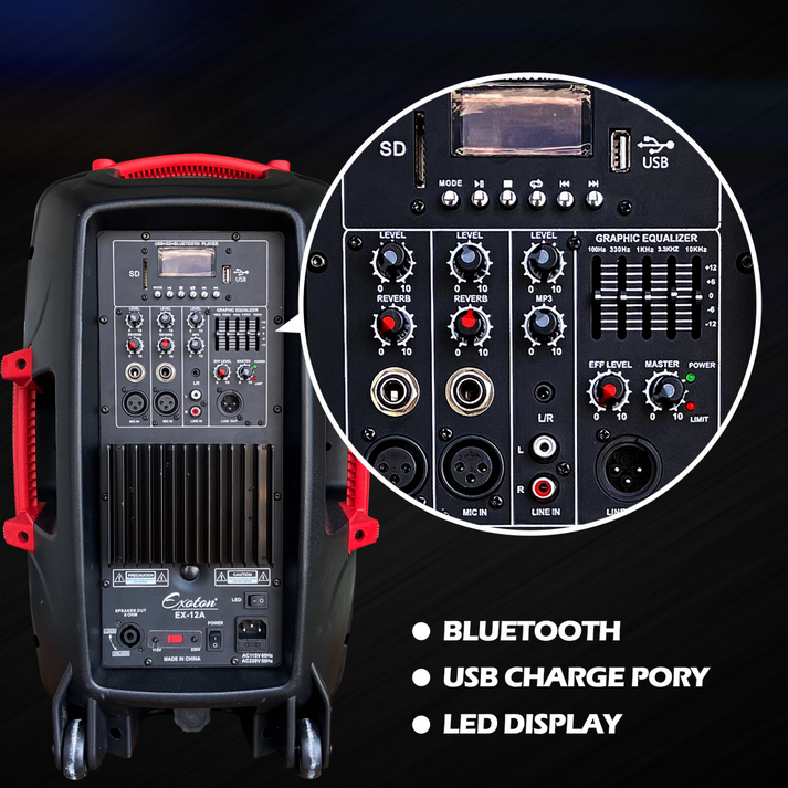 EX-15A 1600W Party Speakers Portable PA System Bluetooth Active Speaker and Passive Speaker With ...